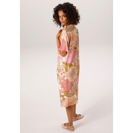 Aniston CASUAL Damen Sommerkleidcreme, pink, rosa, t&uuml;rkis, gr&uuml;n, orange, gelb, braun, blau, Gr. 42, bedruckt, gebl&uuml;mt, Web, Obermaterial: 100%