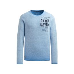 CAMP DAVID Herren Rundhalspulloverelectric sky, Gr. 4XL, bedruckt, Strick, Material: 100% Baumwolle, Pullover, mit Rolls&auml;umen