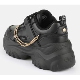Buffalo Damen Plateausneaker "Bliss Chain", Gr. 40, schwarz, Lederimitat, Schuhe, Halbschuh, Schn&uuml;rschuh, Chunky Sneaker mit Zierkette