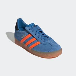 M&auml;dchen Sneaker "GAZELLE COMFORT CLOSURE ELASTIC LACE KIDS", adidas originals, Gr. 33focus blau, solar orange, core schwarz, Leder, Schuhe, f&uuml;r