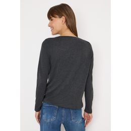Cecil Damen Langarmshirtschwarz melange, Gr. XXL, unifarben, Web, 50% Baumwolle, 50% Polyester, Shirts, im Melange Look