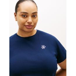Damen Kurzarmshirt "CRV TH SCRIPT REG C-NK SS TEE", blau, Gr. 52, Tommy Hilfiger Curve, unifarben, Single Jersey, Obermaterial: 95% Baumwolle, 5%