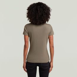 G-Star Raw G-STAR Damen T-Shirt "Slim Rib Wmn", braun, Gr. L, unifarben, Single Jersey, Obermaterial: 98% Baumwolle, 2% Elasthan, Shirts, in Rundhalsform