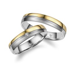 MARRYA Damen Trauring "Titan Ringe Trauringe Eheringe Partnerringe", 62, Titanherren ring, silber, gold, Titan, Fingerringe