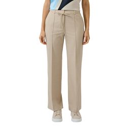 Damen Anzughosebeige, Gr. 40, s.Oliver BLACK LABEL, unifarben, Web, Obermaterial: 62% Polyester, 33% Viskose, 5% Elasthan, Hosen, mit Bindeband