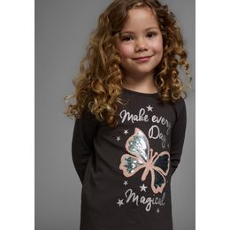 Kidsworld M&auml;dchen Langarmshirt & Leggings "2tlg. Set Shirt + Leggings mit Glitzerdetails", rosa, Gr. 116, bedruckt, mehrfarbig, Jersey, Obermaterial: