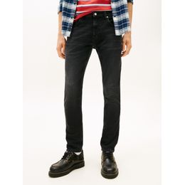 Tommy Jeans Herren Slim-fit-Jeans "Scanton"denim schwarz, Gr. 33, Obermaterial: 99% Baumwolle, 1% Elasthan, Jeans, mit Fade-Effekt
