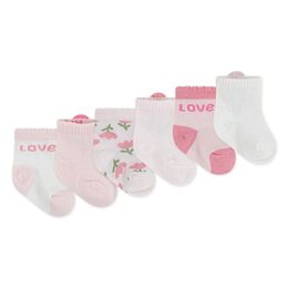 M&auml;dchen Socken "HGHG 6PK SOCK"rosewater, Gr. 1, HUGGIES BABYWEAR, Intarsienmuster, Baumwollmischung, Socken, mit Stickereien