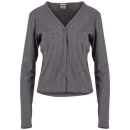 Urban Classics Damen Strickjacke "Urban Classics Ladies Rib Cardigan"schwarzgraumelange, Gr. M, unifarben, 80% Polyester, 20% Viskose, Strickjacken