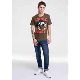 logoshirt Damen T-Shirt "Looney Tunes &ndash; Sylvester & Tweety", gr&uuml;n, Gr. S, unifarben, 100% Baumwolle, Shirts, mit coolem Print