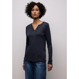 Street One Damen Langarmshirtshadowed navy, Gr. 36, unifarben, Web, 50% Baumwolle, 50% Modal, Shirts, im Tunika-Style