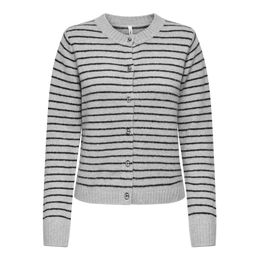 Only Damen Strickjacke "ONLCHESTER LIFE LS STRIPE CARDI CC KNT", grau, Gr. XL, gestreift, Strick, Obermaterial: 52% Polyester, 36% Polyacryl, 10%