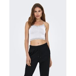 Only Damen Tr&auml;gertop "ONLVICKY LACE SEAML 2-PACK CROPPED TOP"schwarz pack:schwarz, wei&szlig;, Gr. M, unifarben, Jersey, Obermaterial: 92% Polyamid, 8%