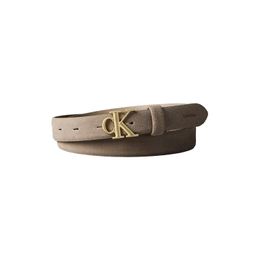 Calvin Klein Damen Lederg&uuml;rteldesert taupe, Gr. 100, unifarben, Web, Rindsleder, G&uuml;rtel, Regular fit, gr&ouml;&szlig;enverstellbar
