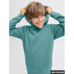 Jack & Jones Kinder Kapuzensweatshirt "JJESTAR JJ SWEAT HOOD NOOS JNR", gr&uuml;n, Gr. 140, JACK & JONES JUNIOR, bedruckt, angeraute Sweatware, Obermaterial: 70%