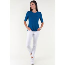 Seidel Moden Damen T-Shirt, blau, Basic, Gr. 36, unifarben, Jersey, Obermaterial: 95% Viskose, 5% Elasthan, Shirts, mit Rundhalsausschnitt, MADE IN