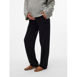 MAMALICIOUS Damen Umstandshose "MLLIF STRAIGHT JRS PANT NOOS", schwarz, Gr. M, unifarben, Jersey, Obermaterial: 63% Viskose, 32% Nylon, 5% Elasthan,