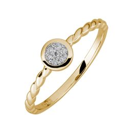 LYOMI Damen Fingerring "585/- GG/rhod. 7 synth. Diam. 0,05ct.", 060 (19,1), 0,05 VS = sehr kleine Einschl&uuml;sse, Goldmehrfarbig, Gold, Fingerringe