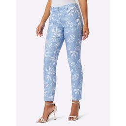 CR&Eacute;ATION L CREATION L Damen 5-Pocket-Jeans, blau, Gr. 18, gebl&uuml;mt, gemustert, mehrfarbig, 72% Baumwolle, 26% Polyester, 2% Elasthan, Jeans
