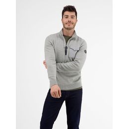 Lerros Herren Strickpullover "Lerros Stricktroyer in kerniger Optik", grau, Gr. S, 100% Baumwolle, Pullover