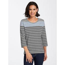 Casual Looks Damen 3/4-Arm-Shirt "Shirt", grau, Gr. 40, gemustert, gestreift, mehrfarbig, 55% Baumwolle, 45% Polyester, Shirts