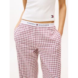 Damen Pyjamahose "PLAID FLANNEL", Tommy Hilfiger Underwear, Gr. XL, rot, Flanell, Obermaterial: 55% Baumwolle, 45% Viskose, kariert, Hosen, mit