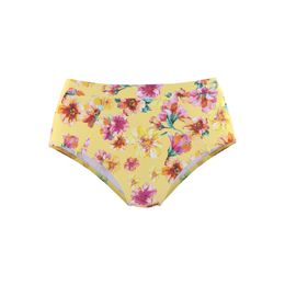 Sunseeker Damen Bikini-Hose "Mila", gelb, Gr. 38, floral, Microfaser, Microfaser, Polyamid, Badehosen, im floralen Design
