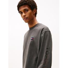 Tommy Jeans Herren Langarmshirt "Classic Relaxed Fit"washed schwarz, Gr. M, Single Jersey, Obermaterial: 100% Baumwolle, Shirts, Rundhals, Jersey,