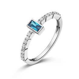 Firetti Damen Fingerring "Schmuck Geschenk Silber 925 Damenring Ring Baguette", 54, Silber 925 (Sterlingsilber), 2mm, blau, Silber 925