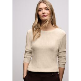 Street One Damen Strickpullovercotton beige meliert, Gr. 34, unifarben, Strick, Obermaterial: 60% Viskose, 40% Baumwolle, Pullover, mit Rippstruktur