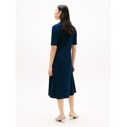 Tommy Hilfiger Damen Polokleid "GOLD BUTTON F&F MIDI DRESS"schwarz night navy, Gr. XS, unifarben, Jersey, Obermaterial: 100% Baumwolle, Kleider, mit