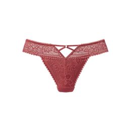 Lascana Damen String, Gr. 48, braun, Spitze, Obermaterial: 90% Polyamid, 10% Elasthan, Unterhosen, mit edlem Cut-Out aus floraler Jacquardspitze