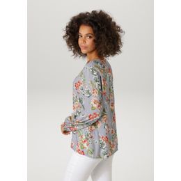 Aniston CASUAL Damen Schlupfbluse, bunt, Gr. 46, bedruckt, gebl&uuml;mt, Web, Obermaterial: 100% Viskose, Blusen, mit farbenfrohen Blumendruck - jedes