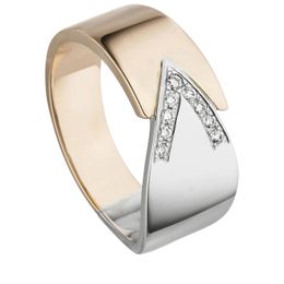 Jobo Damen Diamantring "Ring Goldring breit", 56, SI = kleine Einschl&uuml;sse, Diamanten Ros&eacute;gold 585 Wei&szlig;gold 585, rosa, Diamanten, Ros&eacute;gold 585,