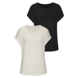 Vivance Damen Kurzarmshirt "aus weicher Piqu&eacute;-Qualit&auml;t", schwarz, Gr. 32, unifarben, Piqu&eacute;, Obermaterial: 69% Polyester (REPREVE), 28% Viskose, 3%