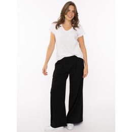 Zwillingsherz Damen Bundfaltenhose ""Bundfalten""schwarz, Gr. L, Web, Obermaterial: 95% Polyester, 5% Elasthan, Hosen