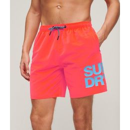 Superdry Herren 17" Sportswear Badeshorts Aus Recyceltem Material Mit Logo, Orange, Gr&ouml;&szlig;e: M 1062016500186PY7002