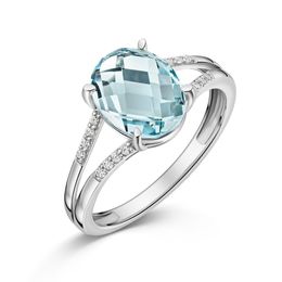 Firetti Damen Fingerring "Schmuck Geschenk Silber 925 Damenring Ring ovale Form", 52, Silber 925 (Sterlingsilber), 2mm, blau, Silber 925