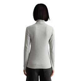 Marc O'Polo Damen Rollkragenshirt "slim fit aus Rippjersey", grau, Gr. XL, MARC O'POLO DENIM, Rippware, Obermaterial: 96% Baumwolle, 4% Elasthan, Shirts
