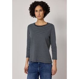 Street One Damen 3/4-Arm-Shirt, blau, Gr. 36, gestreift, Web, 100% Baumwolle, Shirts, mit 3/4 &Auml;rmeln