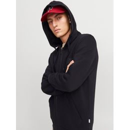 Jack & Jones JACK & JONES Herren Kapuzensweatjacke "JJECORP LOGO SWEAT ZIP HOOD", schwarz, Gr. XS, unifarben, angeraute Sweatware, Obermaterial: 70% Baumwolle,