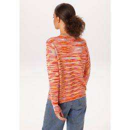 Aniston CASUAL Damen Strickpulloverorange, rot, gelb, flieder, t&uuml;rkis, wollwei&szlig;, Gr. 38, gemustert, gestreift, Feinstrick, Obermaterial: 28%
