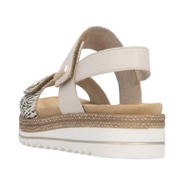 Remonte Damen Keilsandalette, Gr. 38, beige, Leder, Lederimitat, Schuhe, Schlupfschuh, Sommerschuh, Klett-Sandale mit weichem Fu&szlig;bett