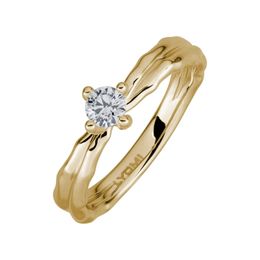 LYOMI Damen Fingerring "585/- Gelbgold 1 synth. Diam. 0,25ct.", 050 (15,9), 0,25 VS = sehr kleine Einschl&uuml;sse, Goldgelb, Gold, Fingerringe