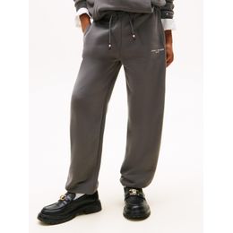 Tommy Hilfiger M&auml;dchen Jogginghose "MINI CORP SWEATPANTS", grau, Gr. 7, unifarben, Sweatware, Obermaterial: 80% Baumwolle, 20% Polyester, Hosen,
