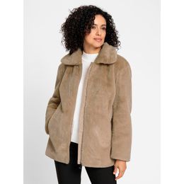 Inspirationen Damen Fellimitatjacke, beige, Gr. 40, unifarben, 100% Polyester, Jacken