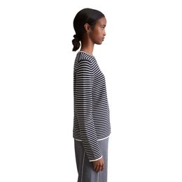 Marc O'Polo Damen Strickpullover "aus Compact Cotton"dunkelblau, Gr. XXS, MARC O'POLO DENIM, gestreift, Obermaterial: 100% Baumwolle, Pullover