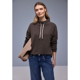 Street One Damen Sweatshirt, braun, Gr. 36, unifarben, Sweatware, Obermaterial: 46% Modal, 46% Polyester, 8% Elasthan, Sweatshirts, mit Stehkragen