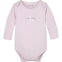 Kinder Langarmbody "MONOGRAM LS BODY", Calvin Klein Jeans, Gr. 92, rosa, Jersey, Obermaterial: 93% Baumwolle, 7% Elasthan, unifarben, Bodys, f&uuml;r