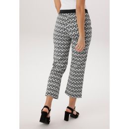 Damen Schlupfhoseschwarz, wei&szlig;, Gr. 42, Aniston SELECTED, Jacquardmuster, gemustert, Web, Obermaterial: 52% Viskose, 34% Polyester, 11% Polyamid, 3%